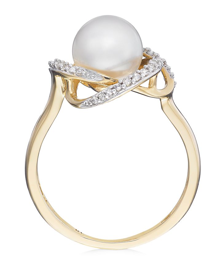 Honora Cultured Freshwater Pearl (8mm) & Diamond (1/8 ct. t.w.) Ring in ...