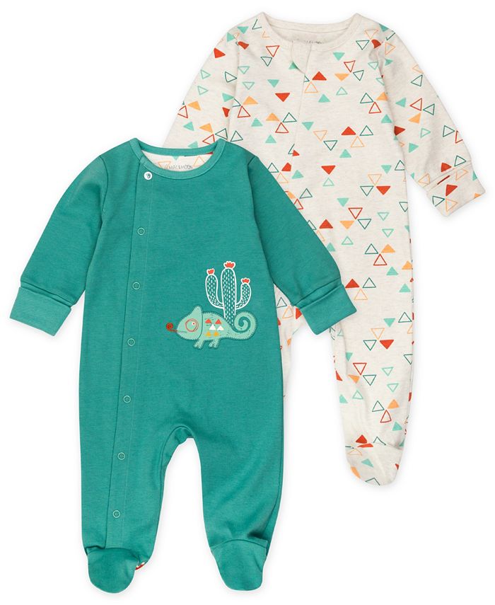Mac & Moon 2-Pack Organic Cotton Sleep & Play in Chameleon Print - Macy's