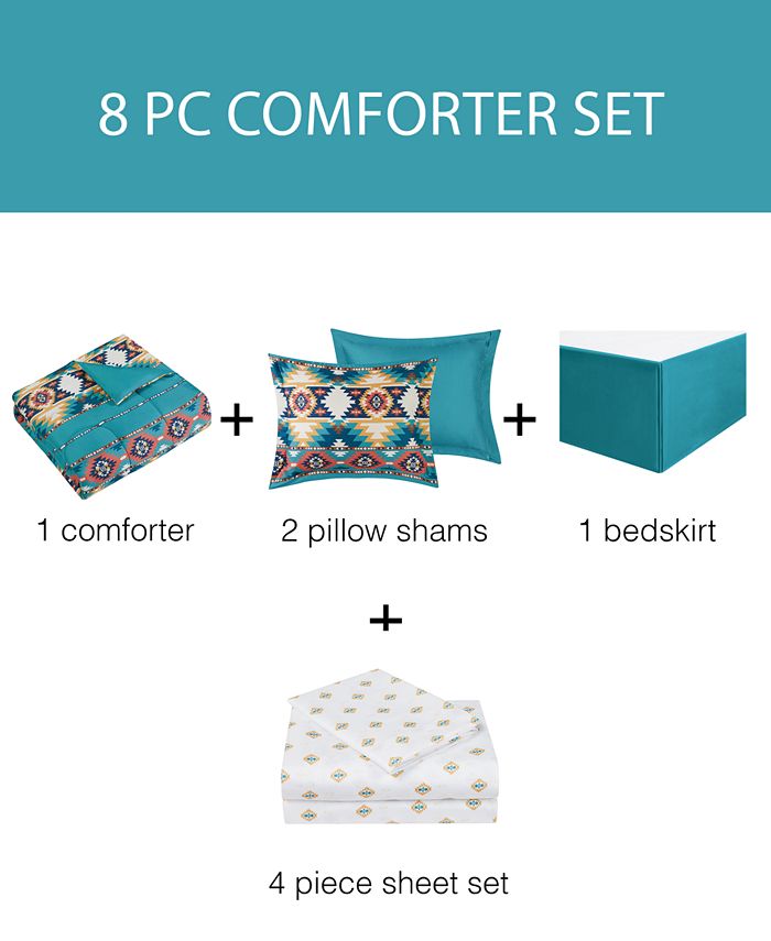 Pem America Santa Fe 8-Pc. Reversible Full Comforter Set, Created for ...