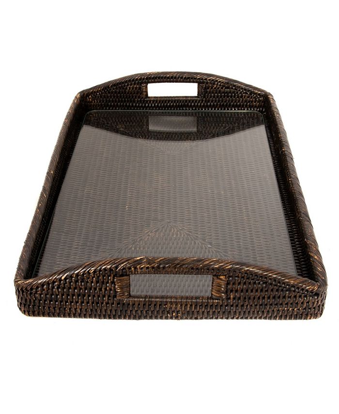 Artifacts Trading Company 21" Rectangular Tray with Glass Insert - Macy's