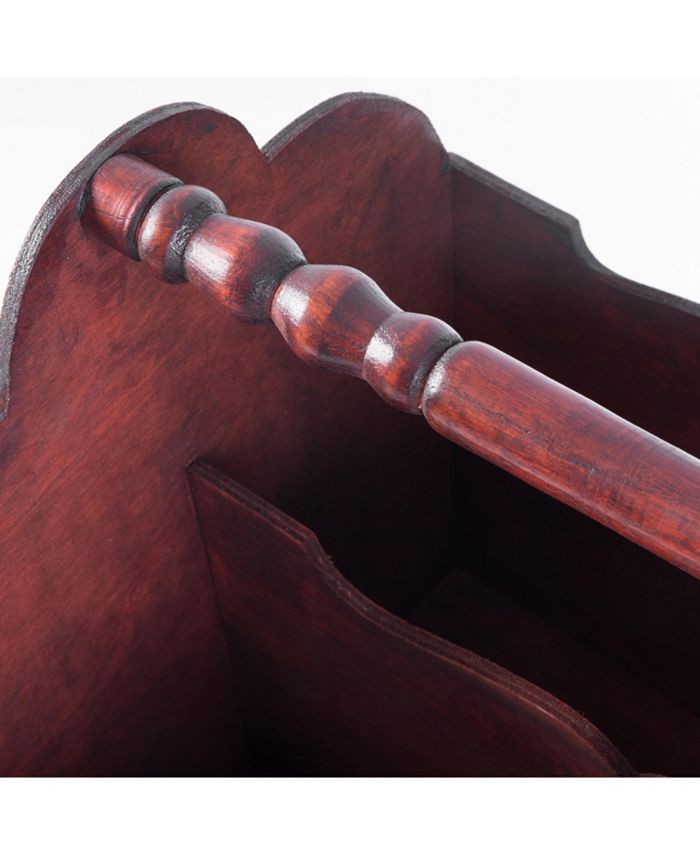 Vintiquewise Handcrafted Decorative Wooden Magazine Rack with Handle ...