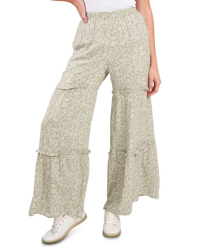 CeCe Floral-Print Ruffled Pants - Macy's