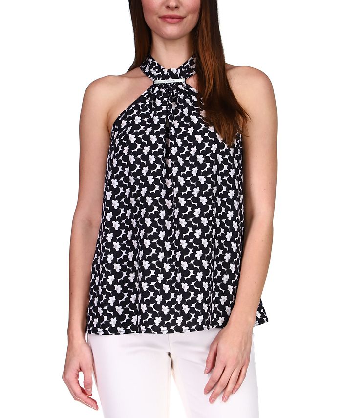 Michael Kors Floral-Print Halter Top - Macy's