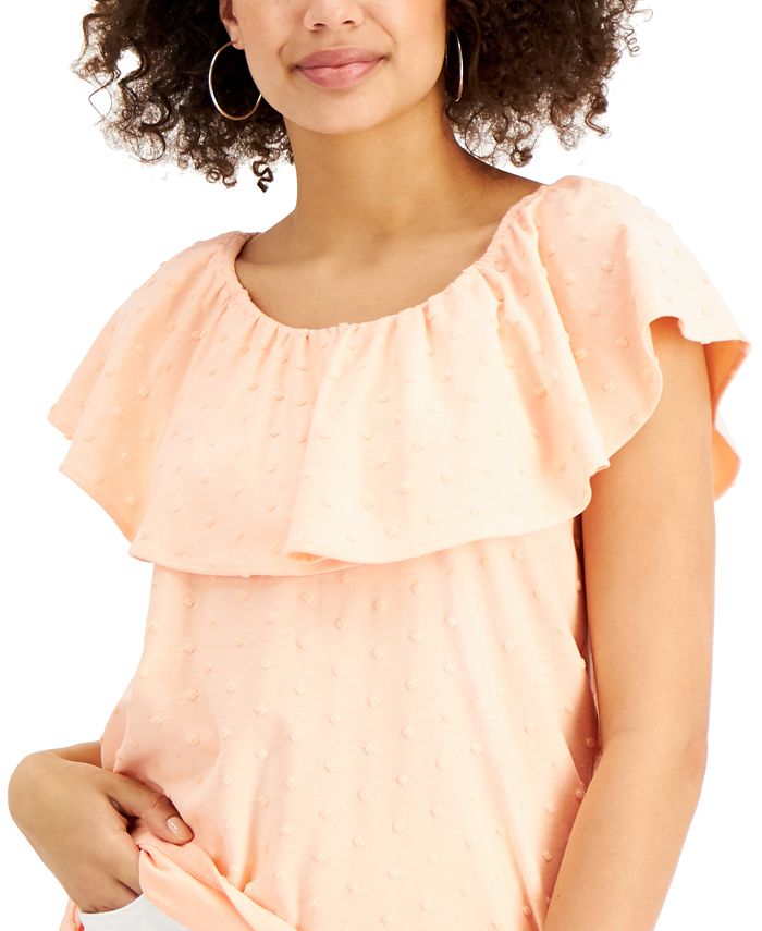Style & Co Ruffle-Neck Top, Created for Macy's - Macy's