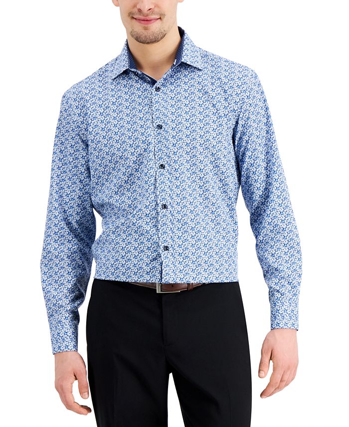Tallia Mens Slim Fit Non Iron Performance Stretch Floral Print Dress