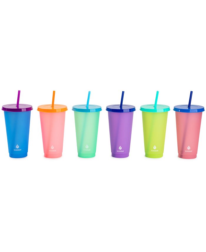Manna Cold-Activated Color Changing 24-Oz. Tumblers with Lids & Straws ...