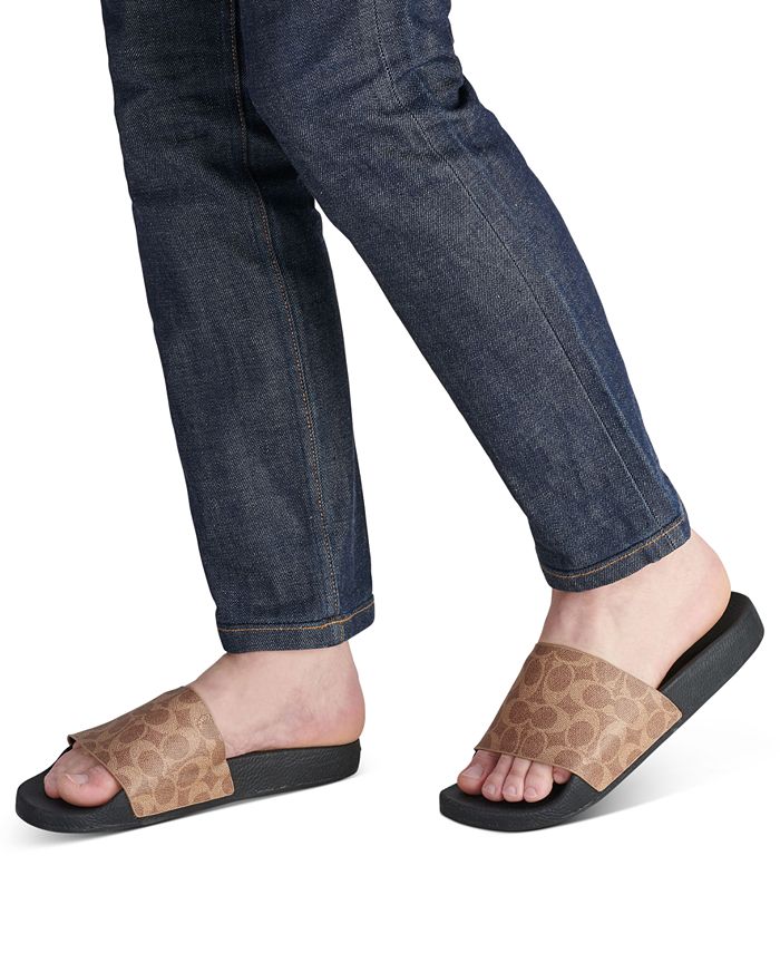 COACH Men's Signature Coated Canvas Pool Slide - Macy's