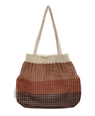 La Regale Summer Macrame Beaded Stipe Tote - Macy's