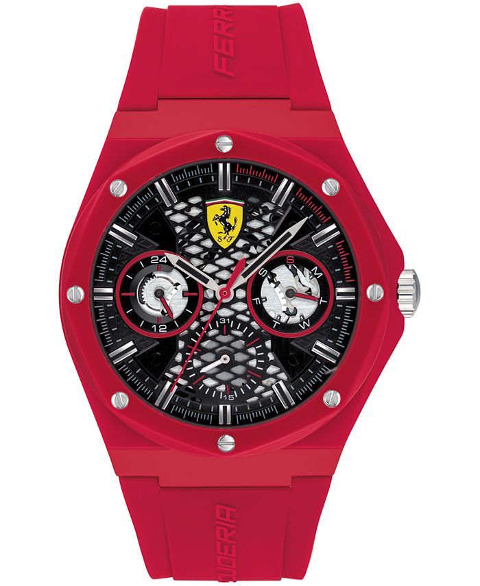 Ferrari Men's Aspire Red Silicone Strap Watch 44mm - Macy's