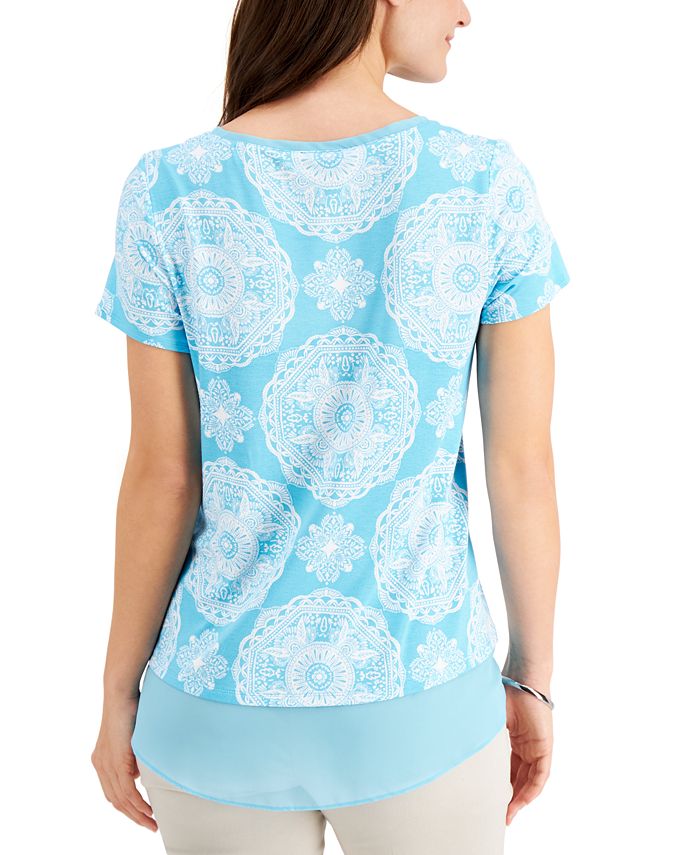JM Collection Printed Layered-Look Top, Created for Macy's - Macy's