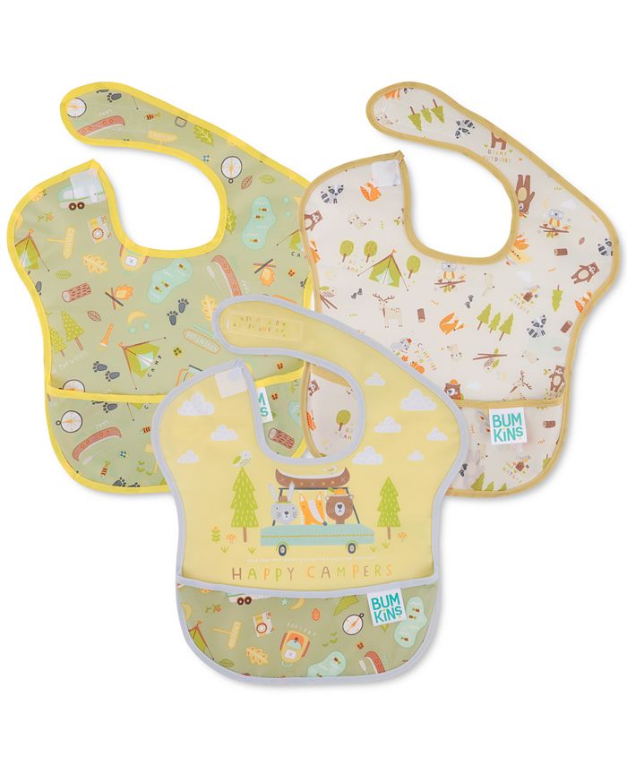 Bumkins Baby Boys or Baby Girls Bib Waterproof Baby Bibs, Pack of 3 ...