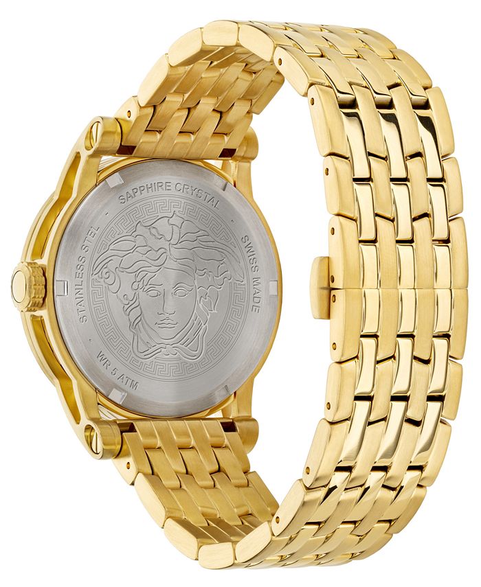 Versace Men's Swiss Code Gold-Tone Stainless Steel Bracelet Watch 41mm ...