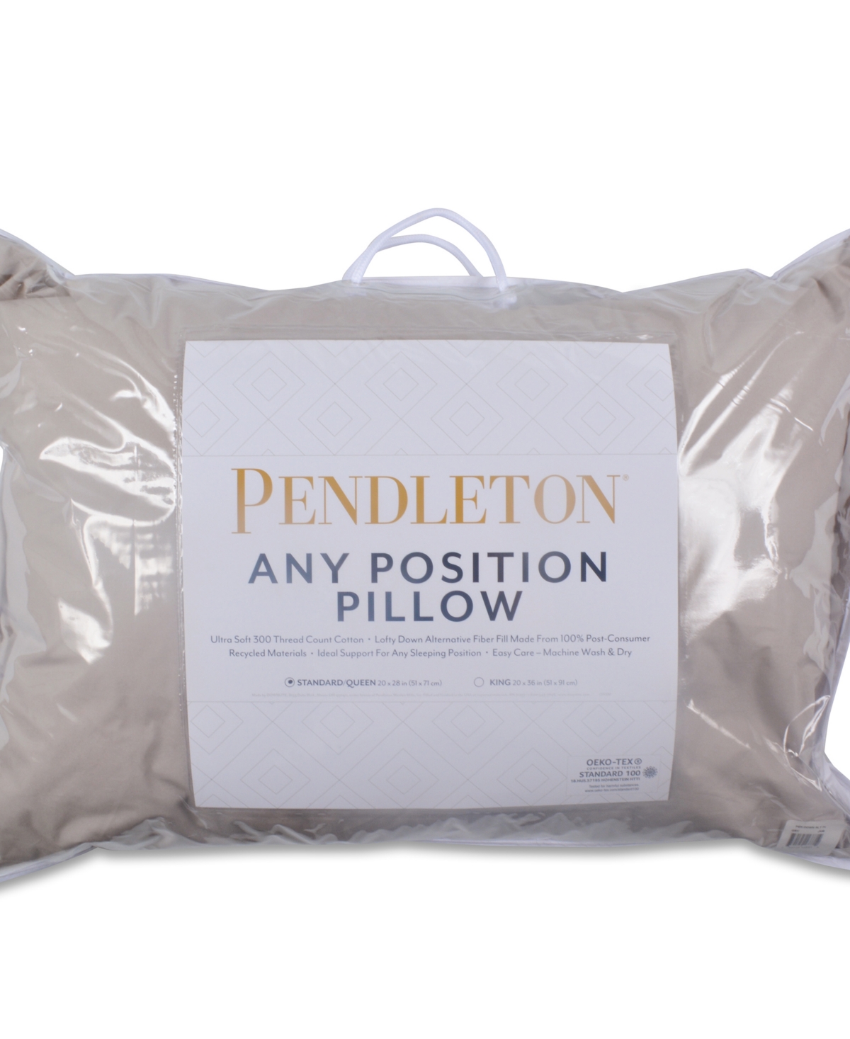 Pendleton Down Alternative Pillow  Jumbo - Open Gray