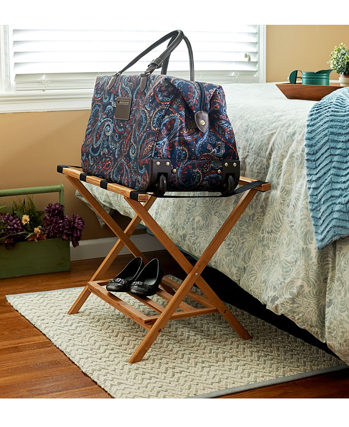 Household Essentials Bamboo Luggage Rack with Tray - Macy's