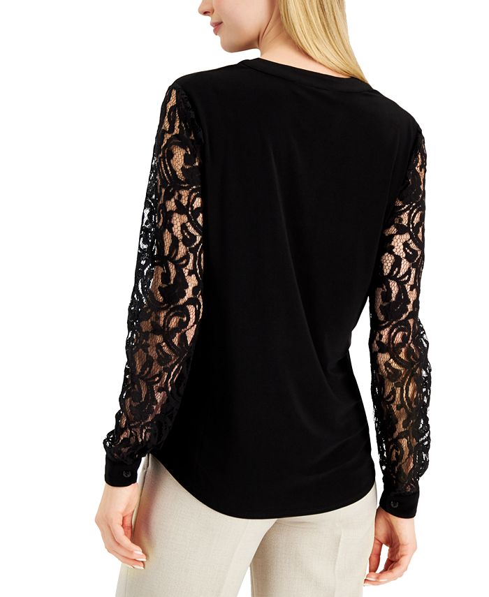 Kasper Petite Lace-Sleeve Top - Macy's
