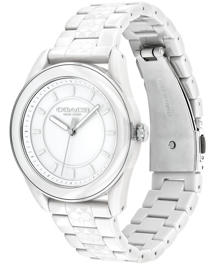COACH Women's Preston White Ceramic Bracelet Watch 38mm & Reviews - All ...