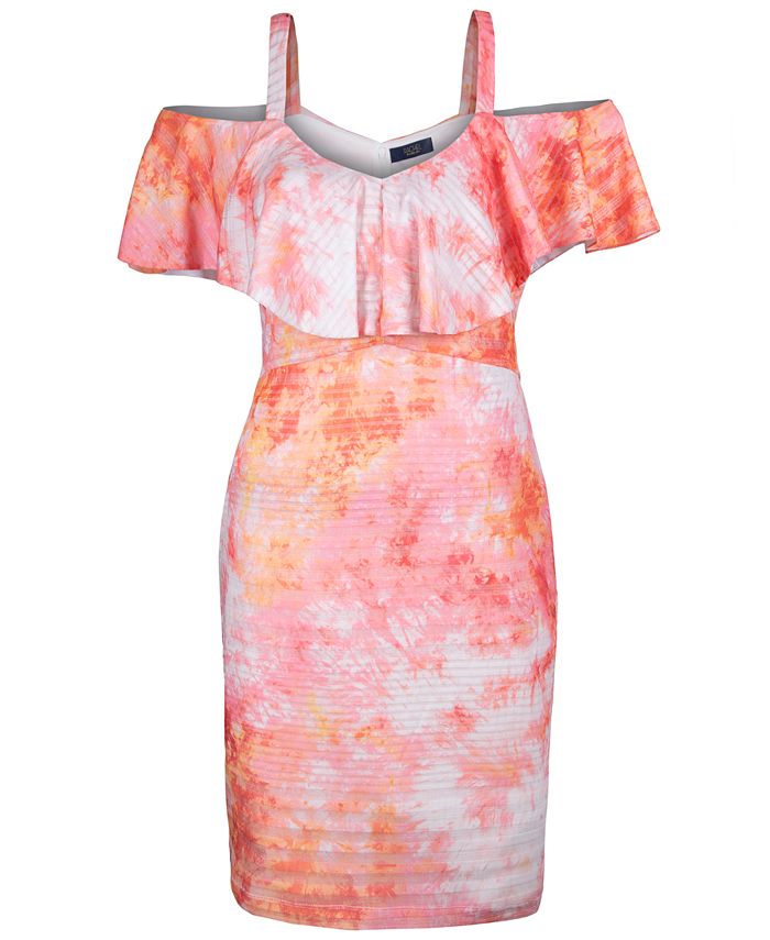 RACHEL Rachel Roy Plus Tie-Dyed Striped Marcella Cold-Shoulder Dress ...