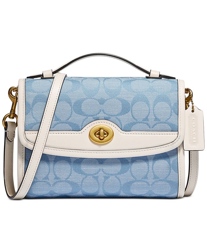 COACH Kip Signature Denim Jacquard Crossbody - Macy's