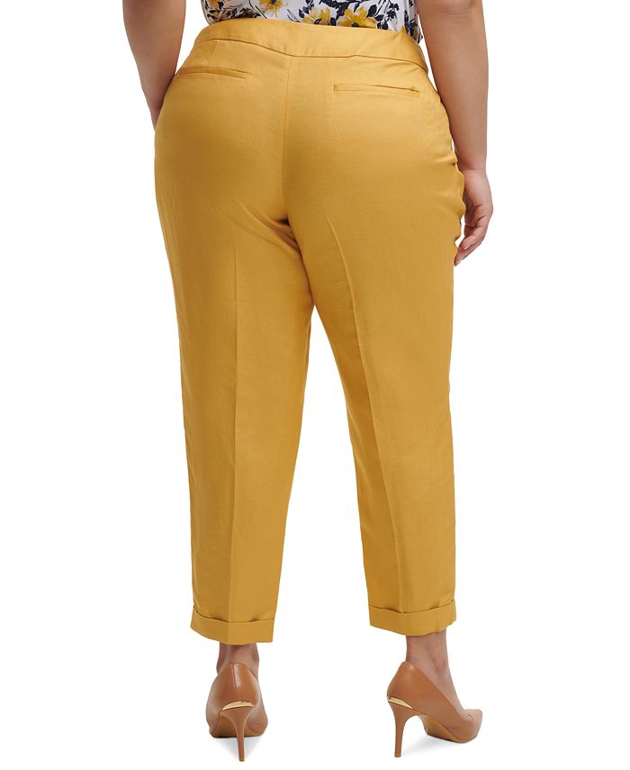Calvin Klein Trendy Plus Size Cuffed Front-Crease Pants - Macy's