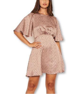AX Paris Polka Dot Gathered Waist Skater Dress - Macy's