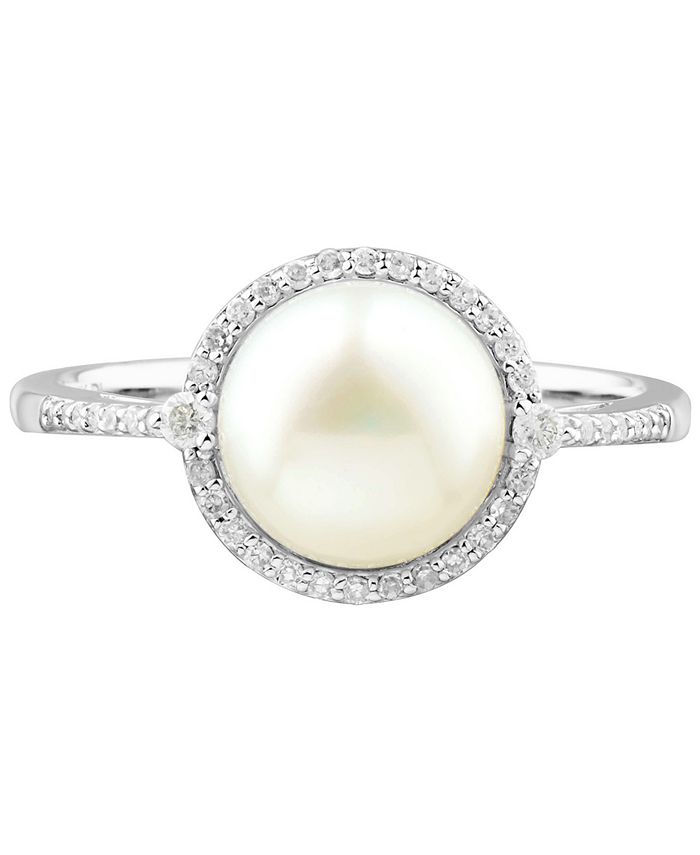 Honora Cultured Freshwater Pearl (8mm) & Diamond (1/6 ct. t.w.) Ring in ...