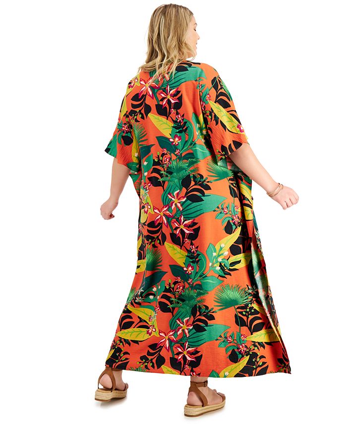 Inc International Concepts Plus Size Printed Dolman Sleeve Kimono Dress