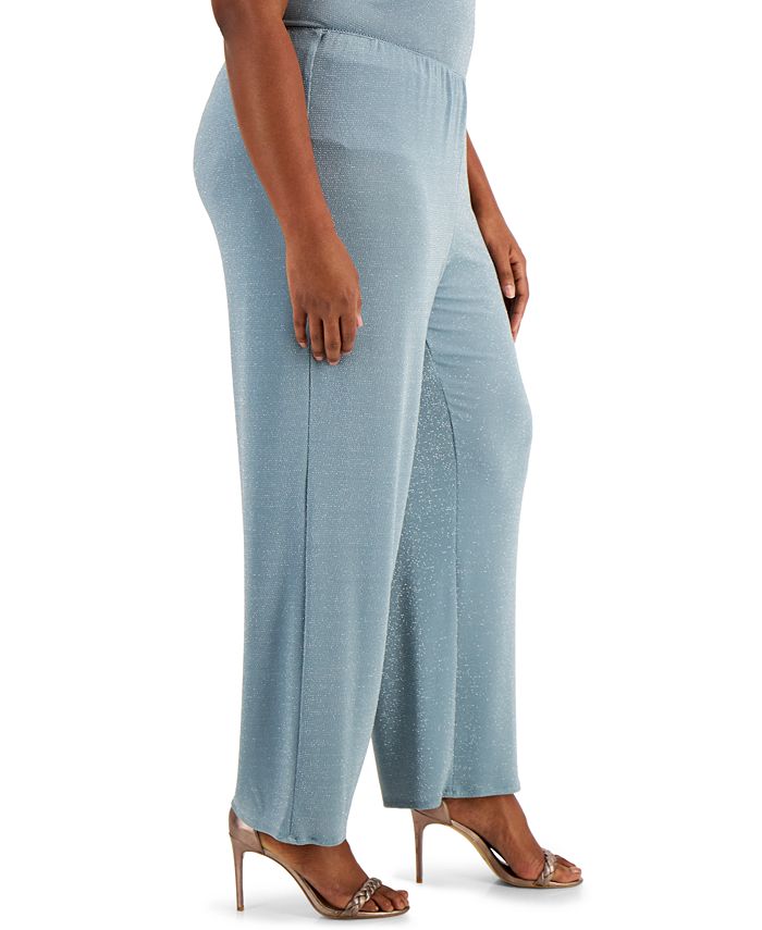 Alex Evenings Plus Size Metallic-Knit Straight-Leg Pants & Reviews ...