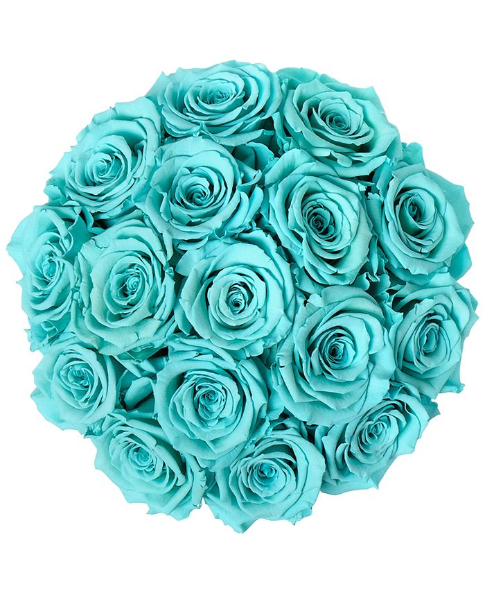 Infinity Roses Round Box of 16 Tiffany Blue Real Roses, Preserved To ...