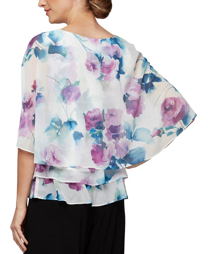 Alex Evenings Capelet-Sleeve Chiffon Top - Macy's