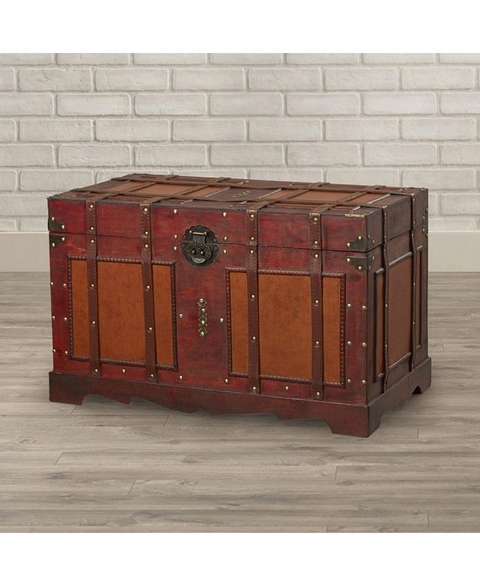 Vintiquewise Large Antique Style Steamer Trunk, Decorative Storage Box ...