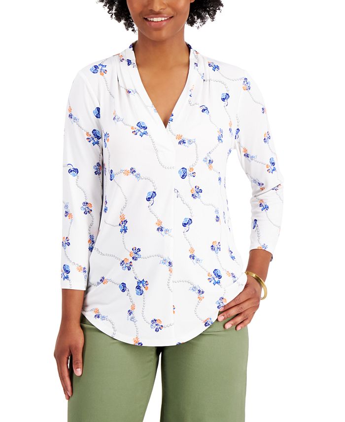 Charter Club Petite Printed Blouse, Created for Macy's - Macy's Charter Club Petite Printed Blouse, Created for Macy's - Macy's