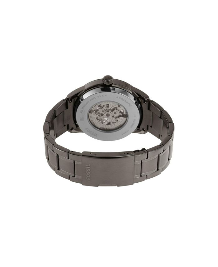 Fossil Men's Flynn Automatic Gunmetal Black Stainless Steel Watch 48mm ...