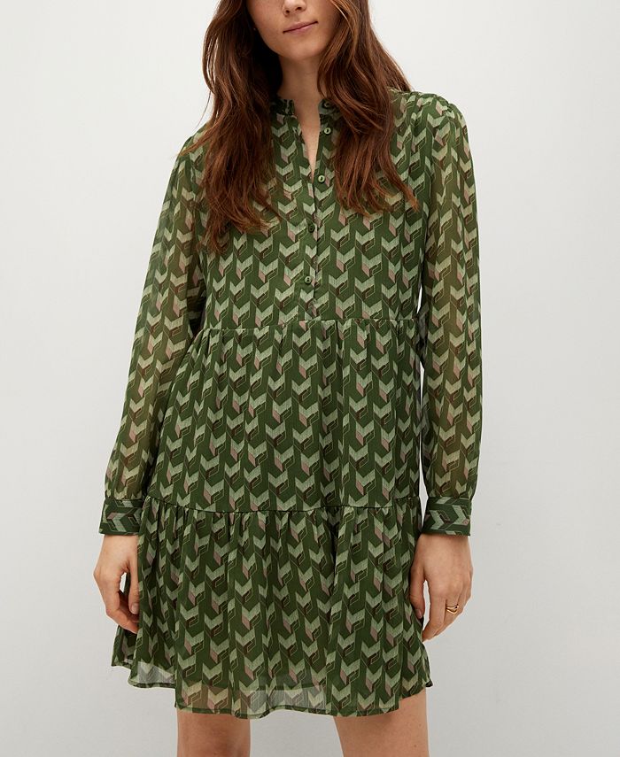 MANGO Geometric Print Dress - Macy's