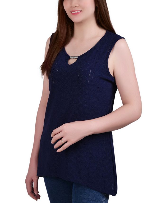 NY Collection Petite Sleeveless Knit Eyelet Top & Reviews - Tops ...