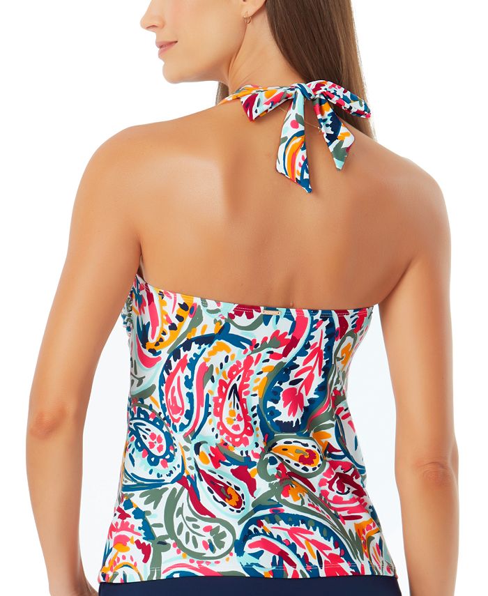Anne Cole Watercolor Paisley Ring Halter Tankini Top - Macy's