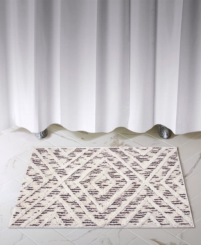 Sunham Cotton Space-Dyed Diamond Geo 21" x 34" Bath Rug - Macy's