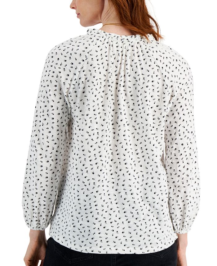 Style & Co Cotton Printed Poet Top, Created for Macy's - Macy's