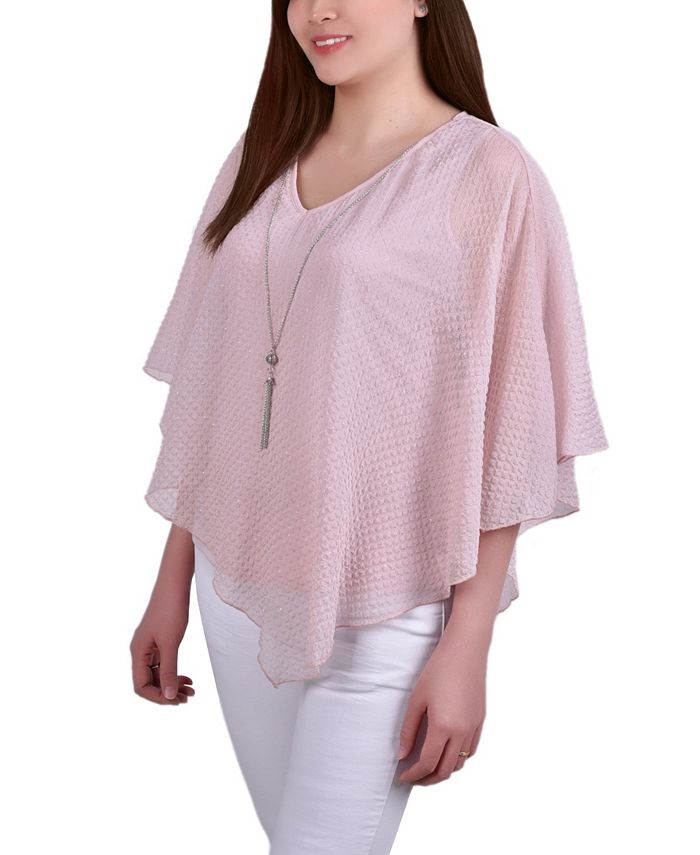 NY Collection Petite Chiffon Poncho with Matching Tank - Macy's