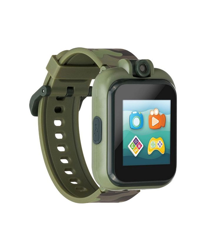 Playzoom Kid's Green Camouflage Print Tpu Strap Smart Watch with ...