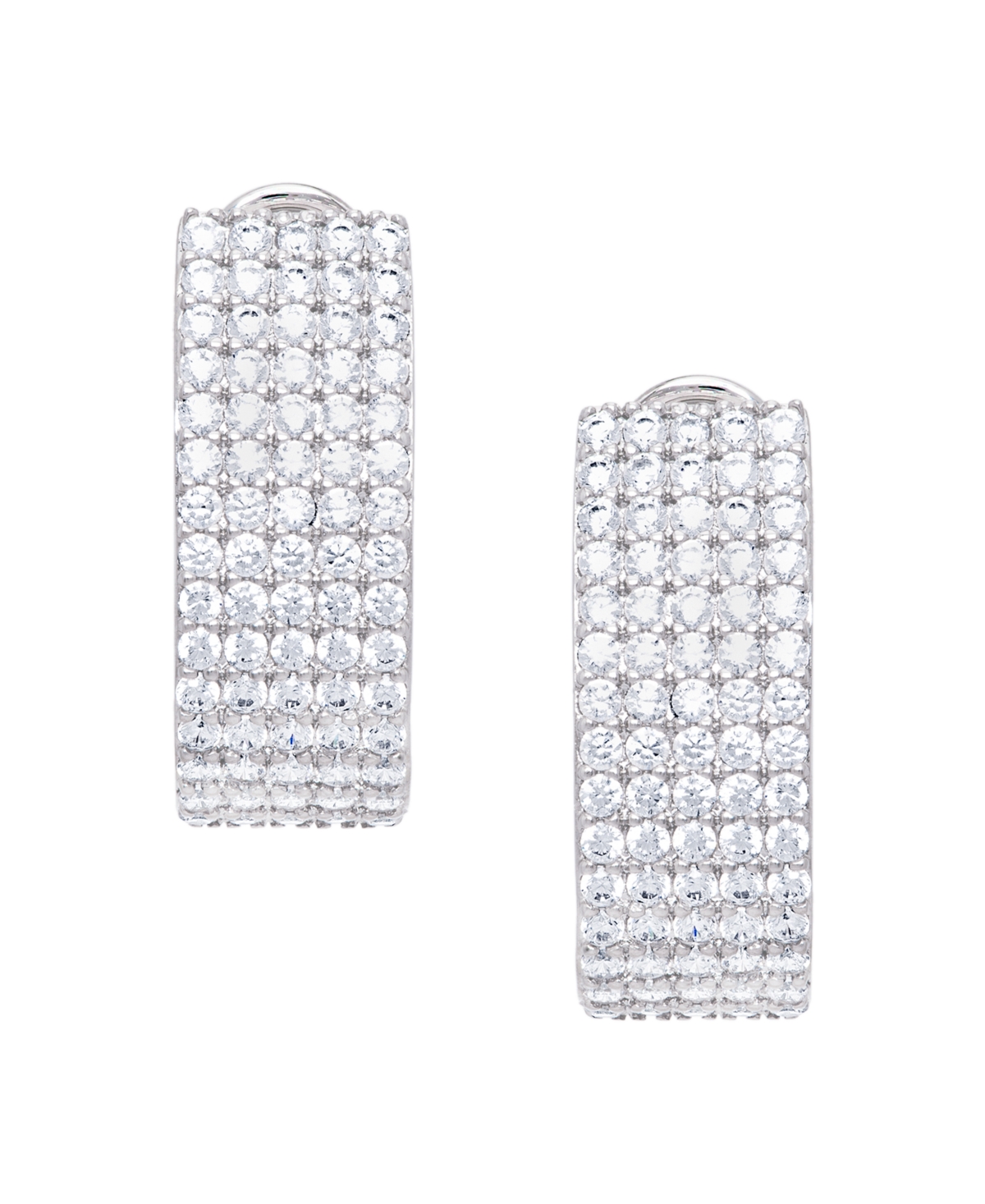 Click here for Cubic Zirconia 5 Row Hoop Earrings in Silver Plate... prices