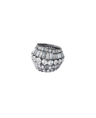 Swarovski Hyperbola Cocktail Ring, Large, White, Rhodium Plated - Macy's
