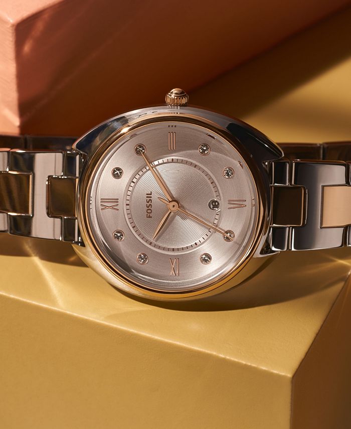 Fossil Women's Gabby 2 tone Gold-Tone Stainless Steel Bracelet Watch ...