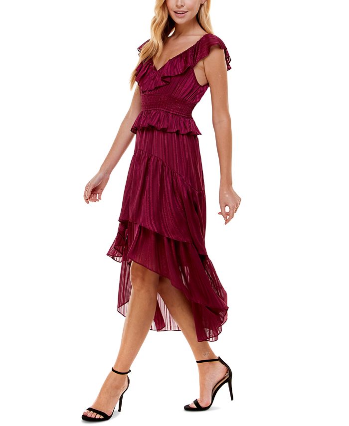 City Studios Juniors' Ruffle-Neck Midi Dress - Macy's