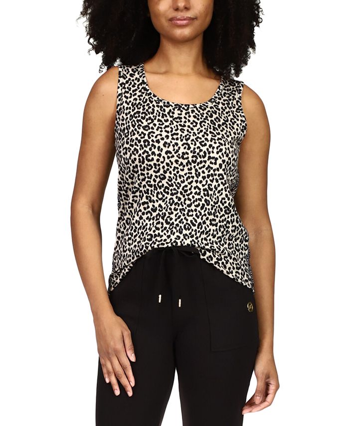 Michael Kors Petite Cheetah-Print Tank Top - Macy's