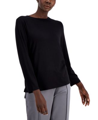Alfani Petite Crewneck Long-Sleeve T-Shirt, Created for Macy's - Macy's