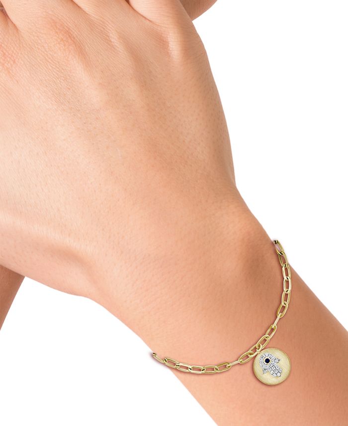 EFFY Collection EFFY® Sapphire Accent & Diamond (1/8 ct. t.w.) Hamsa ...