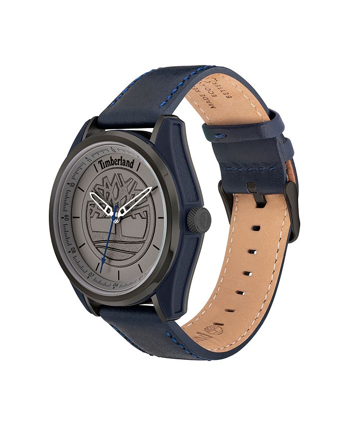 Timberland Mens 3 Hands Blue Dark Genuine Leather Strap Watch 45mm - Macy's