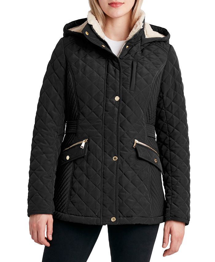 Laundry by Shelli Segal Women's Fleece-Lined Hooded Quilted Coat ...