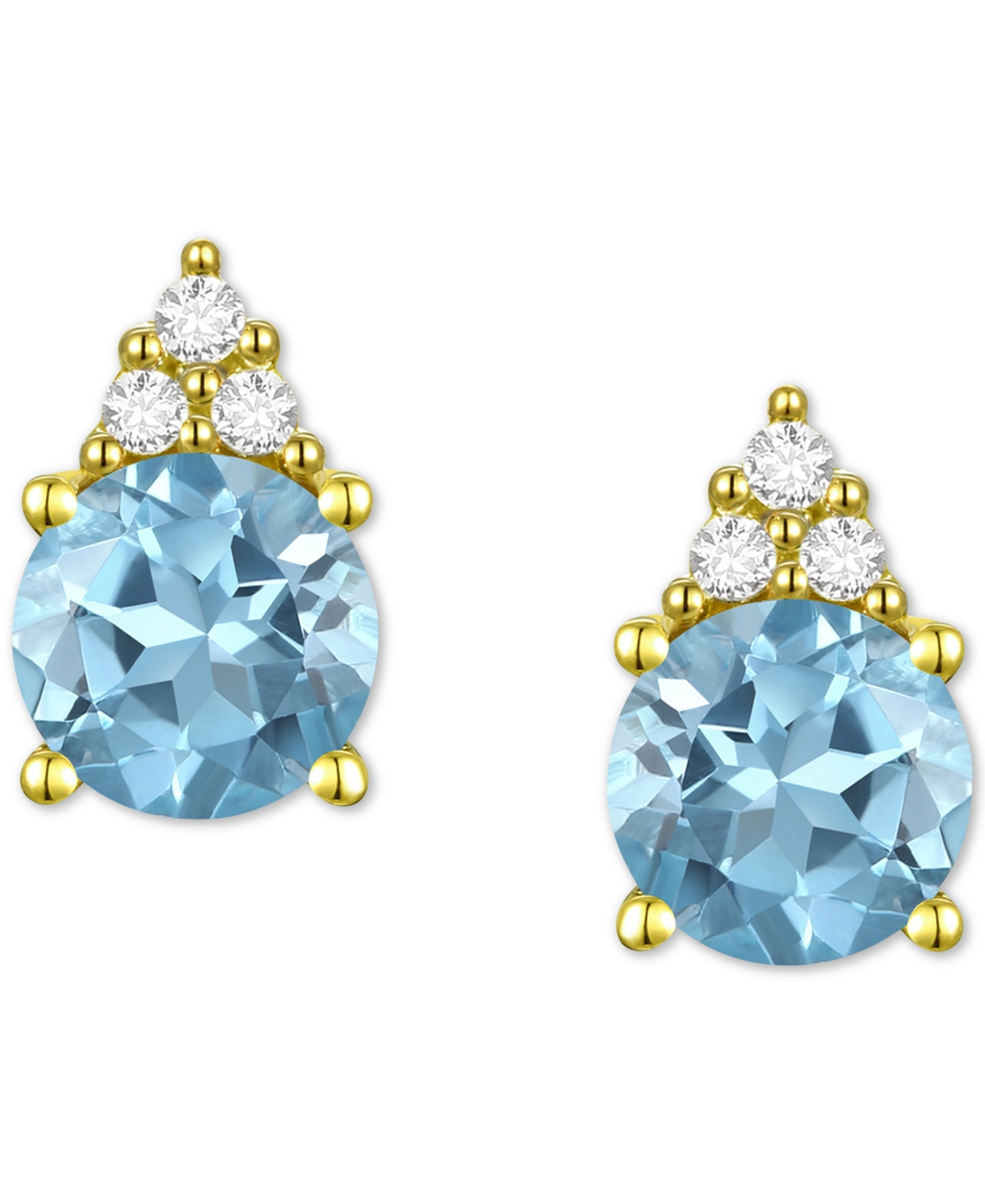 Click here for Gemstone & Diamond Accent Stud Earrings - Blue Top... prices