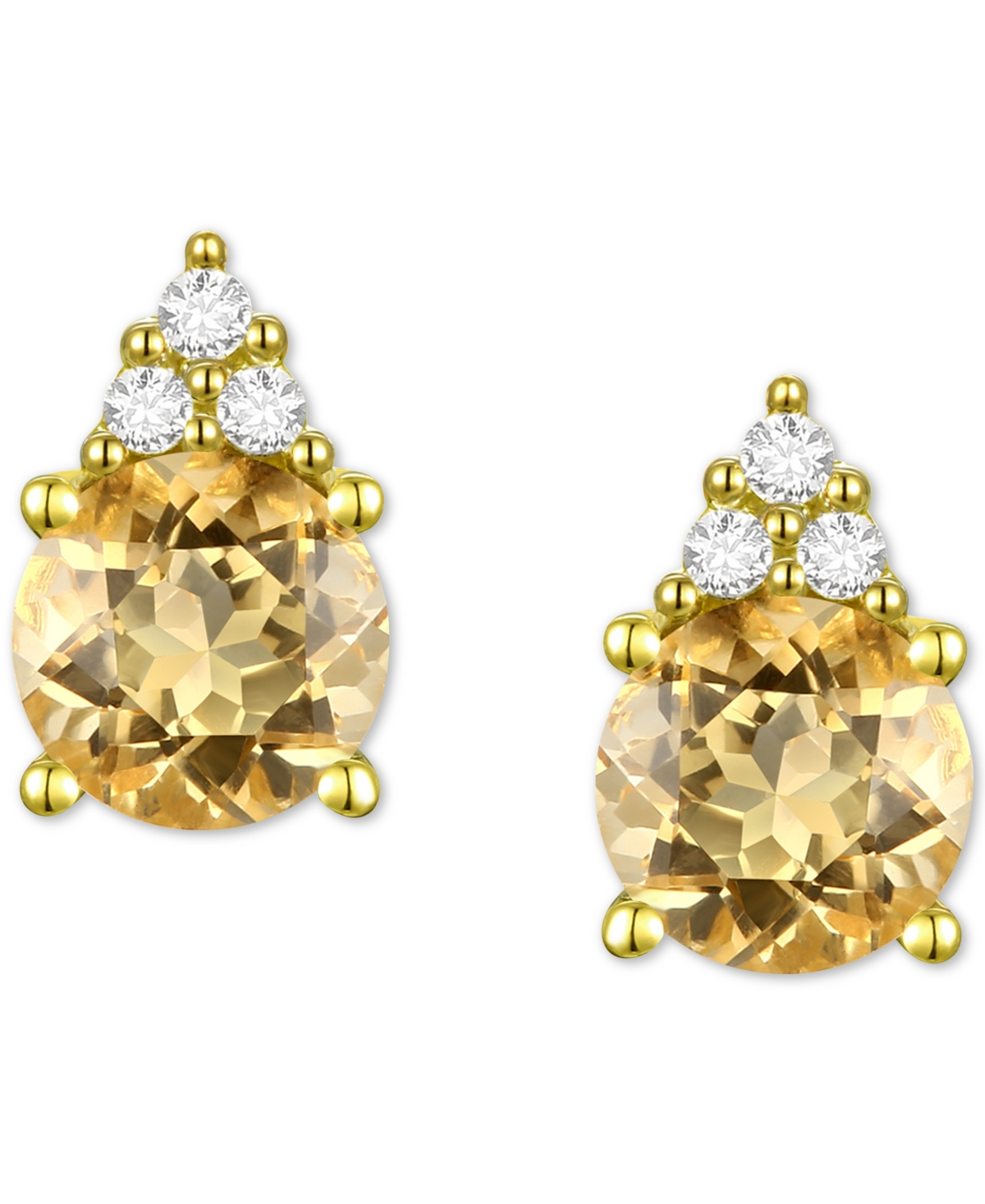 Click here for Gemstone & Diamond Accent Stud Earrings - Citrine... prices